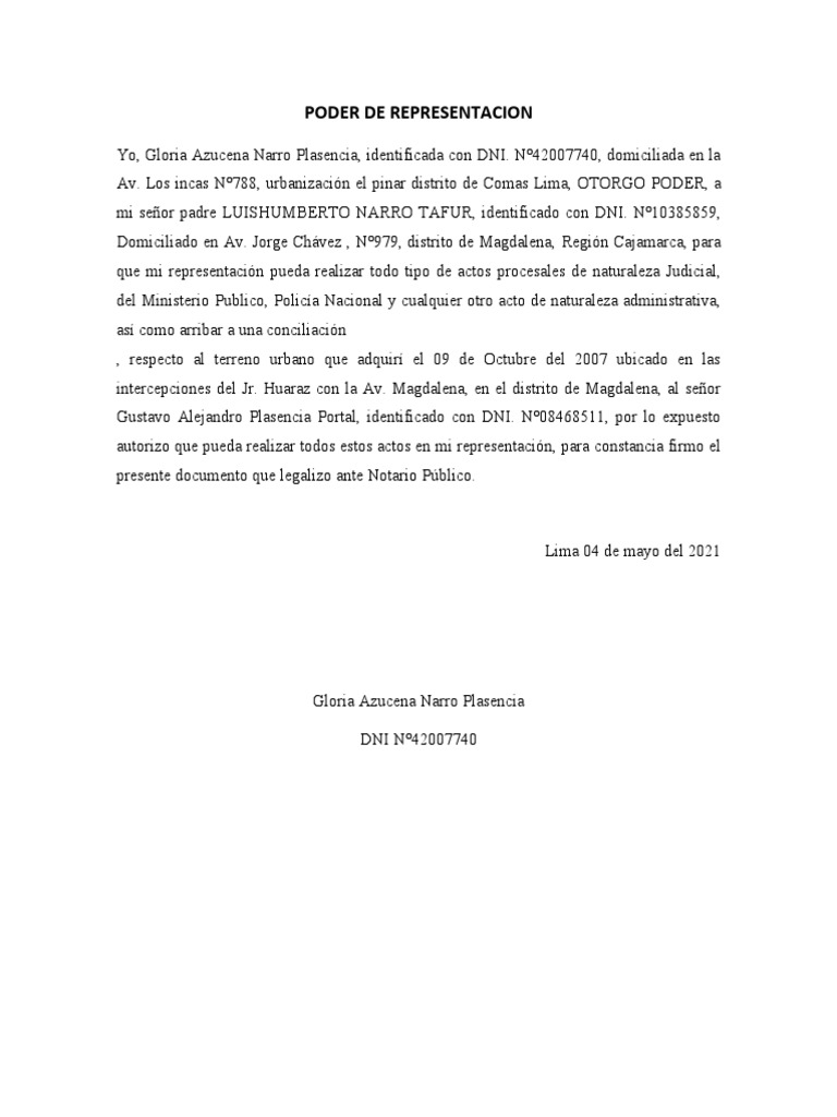 Poder de Representacion | PDF