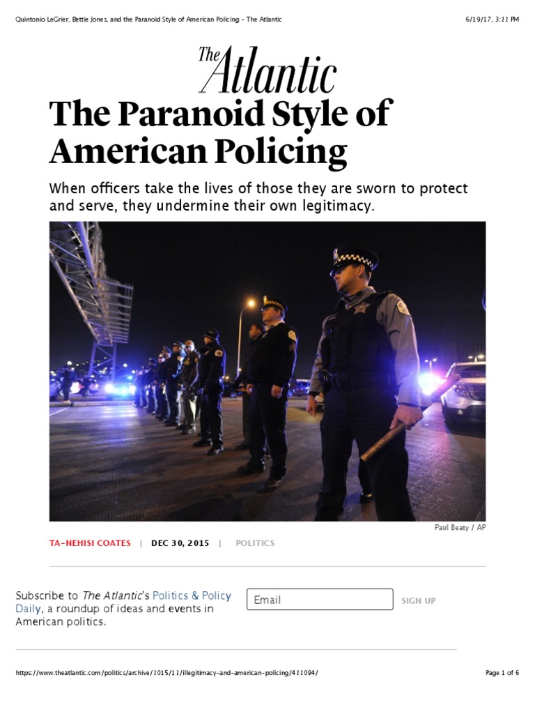 Coates-The Paranoid Style of American Policing | PDF | Essays | Rhetoric
