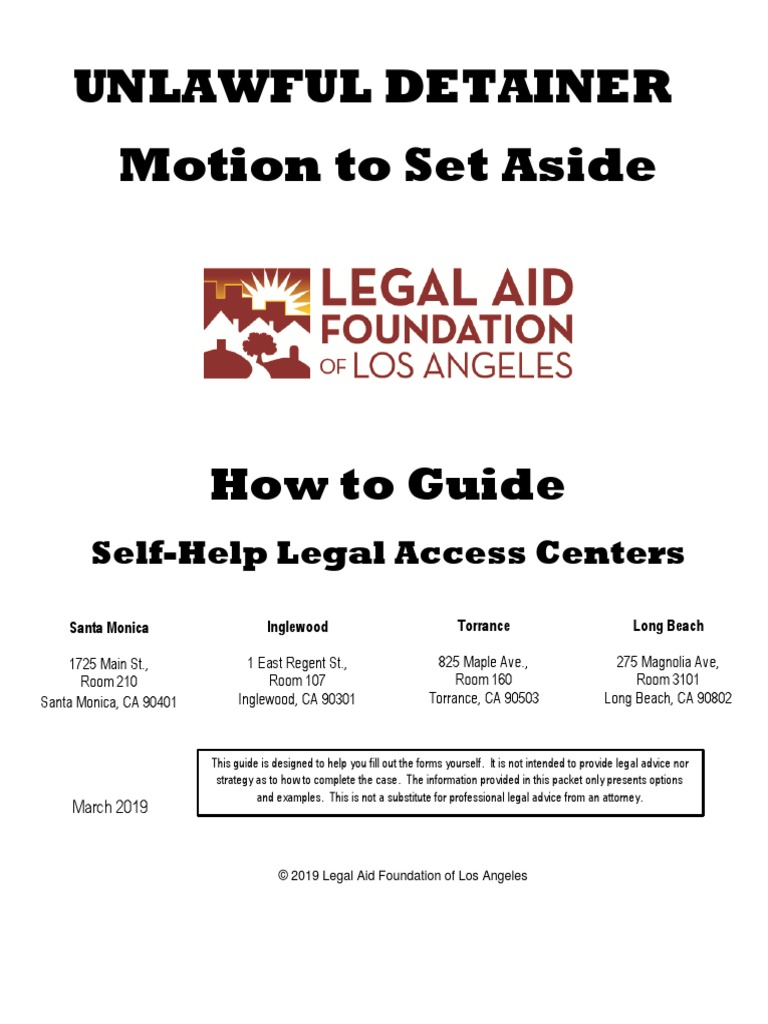 UD Emergency Ex Parte For Motion To Set Aside Default Judgment How To GuideEnglish | PDF ...