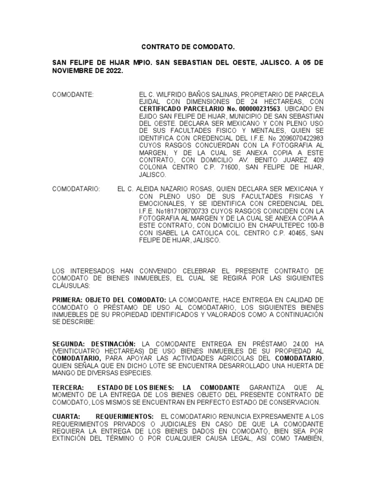 Contrato de Comodato | PDF | Derecho privado