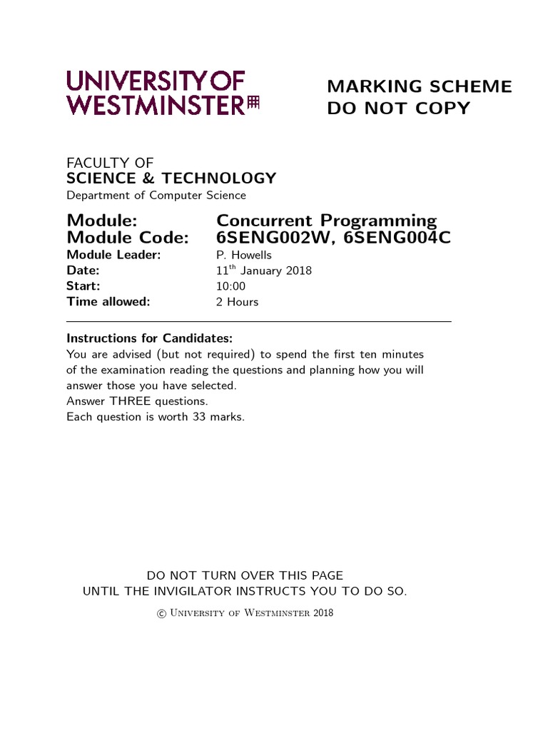Concurrent Programming Marking Scheme | PDF | Method (Computer Programming) | Class (Computer ...