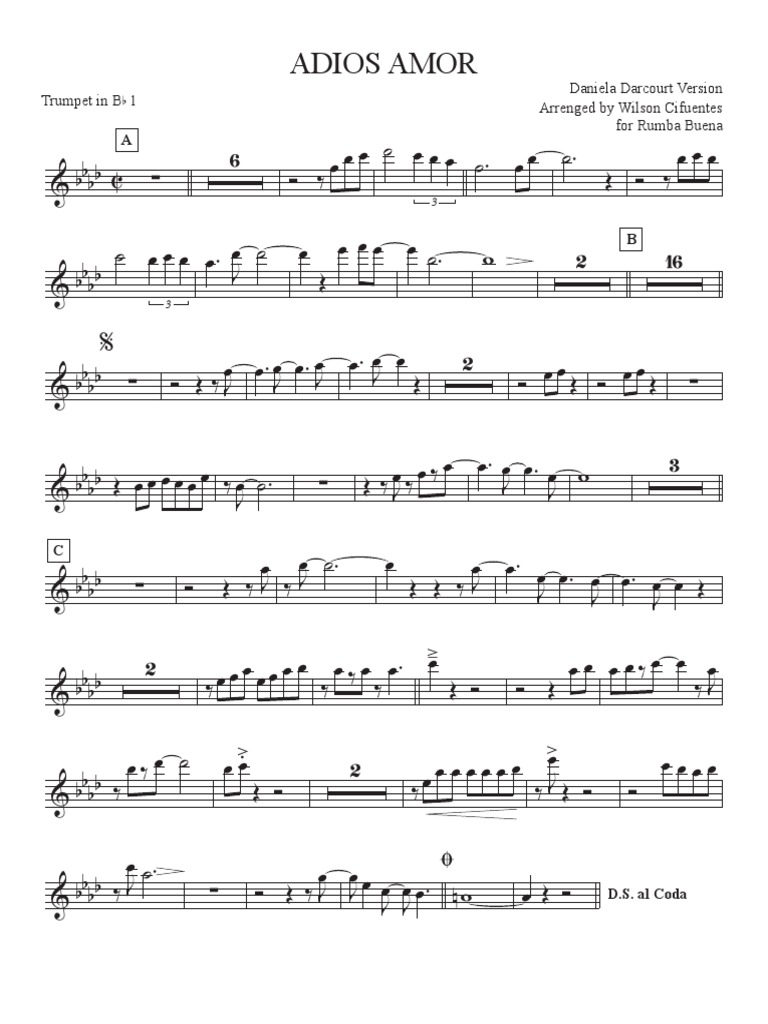 ADIÓS AMOR Trumpet in BB 1 | PDF