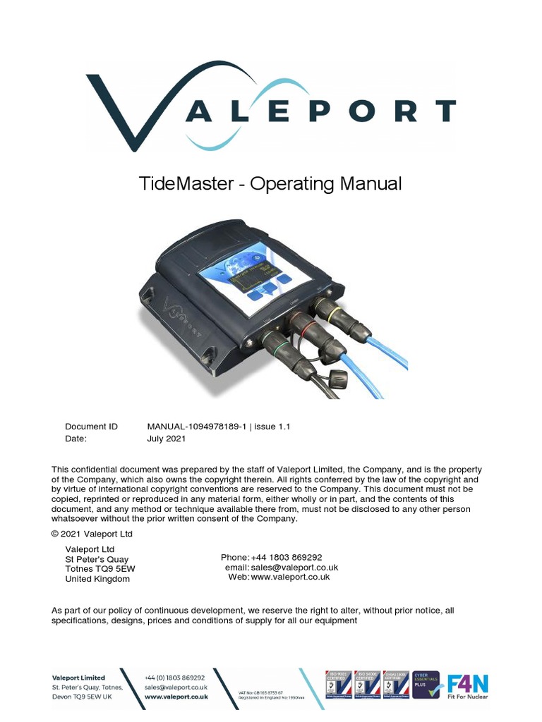 0741822g TideMaster Operating Manual 1 | PDF | Bluetooth | Menu (Computing)