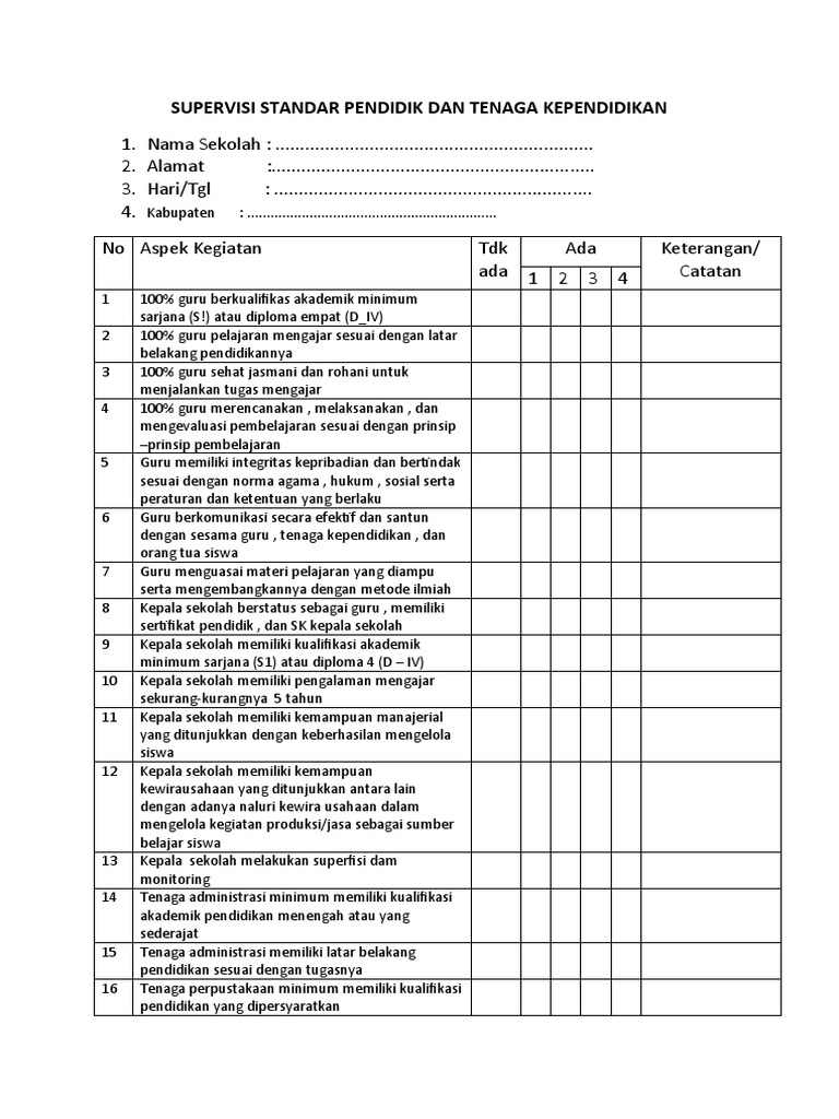 Supervisi Pendidik Dan Tenaga Kependidikan | PDF