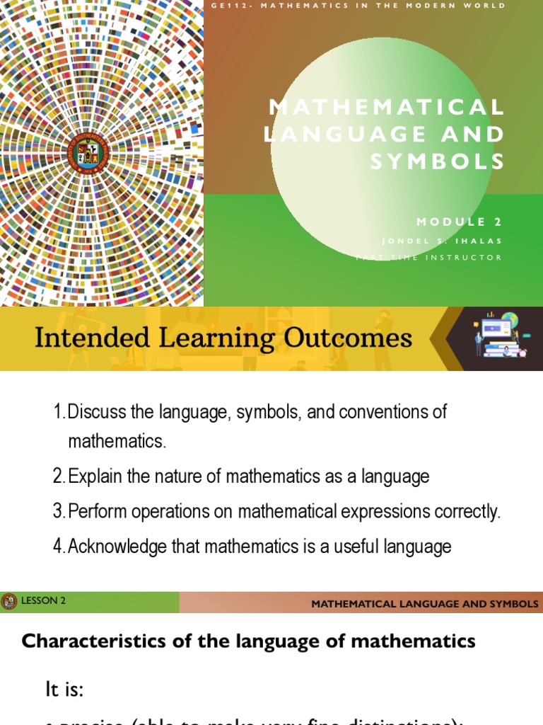 LESSON 2 - Mathematical Language and Symbols | PDF | Set (Mathematics ...