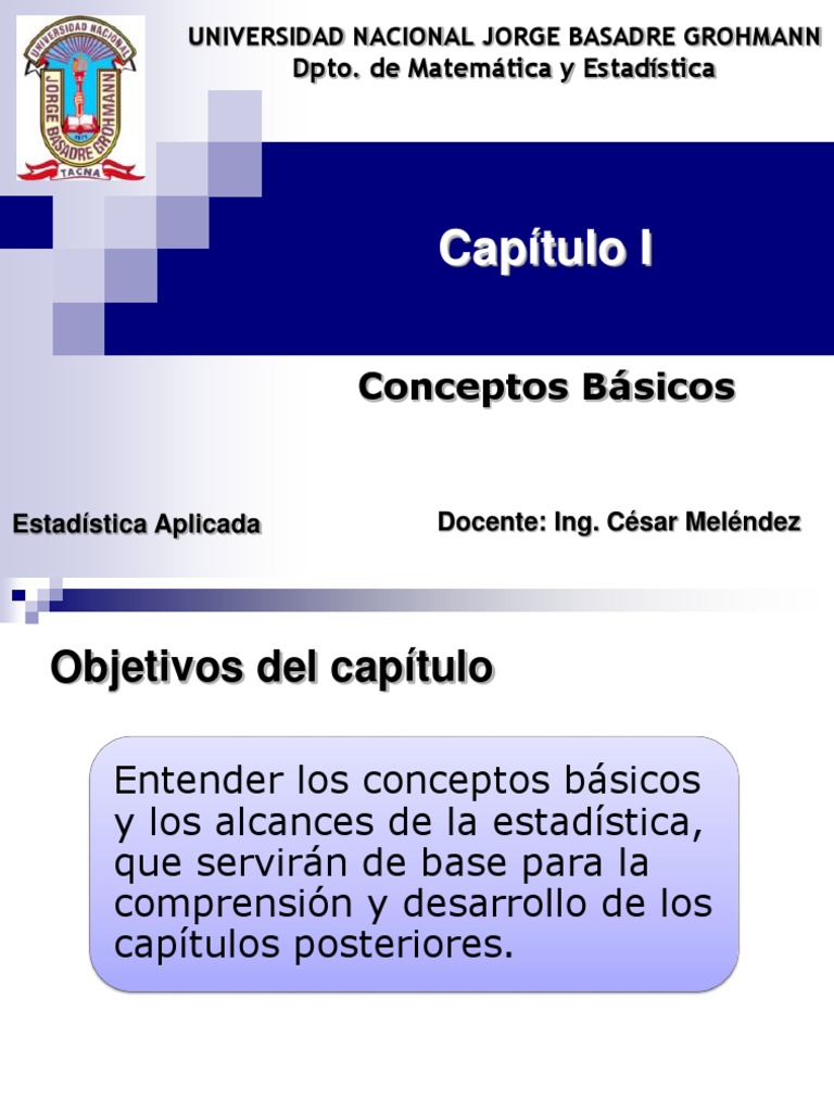 Capitulo 01. Conceptos Basicos UNJBG-ESAM | PDF | Estadísticas | Muestreo (Estadísticas)