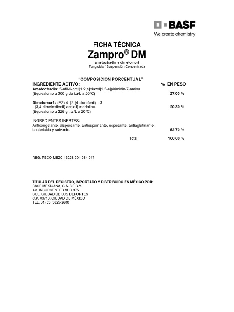 Ficha Técnica Zampro® DM | PDF | Plantas