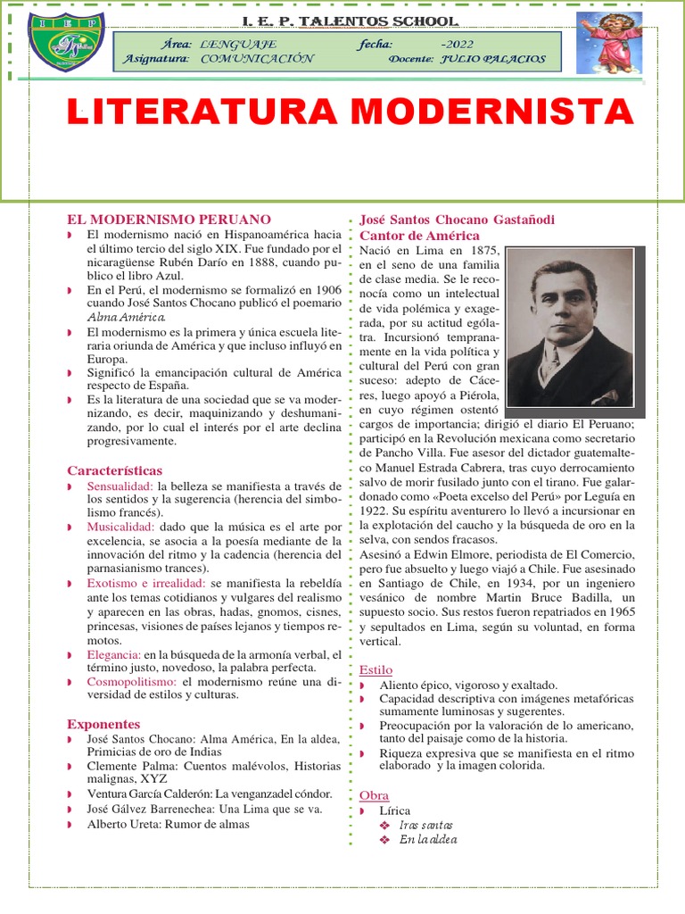 José Santos Chocano y el Modernismo Peruano | PDF