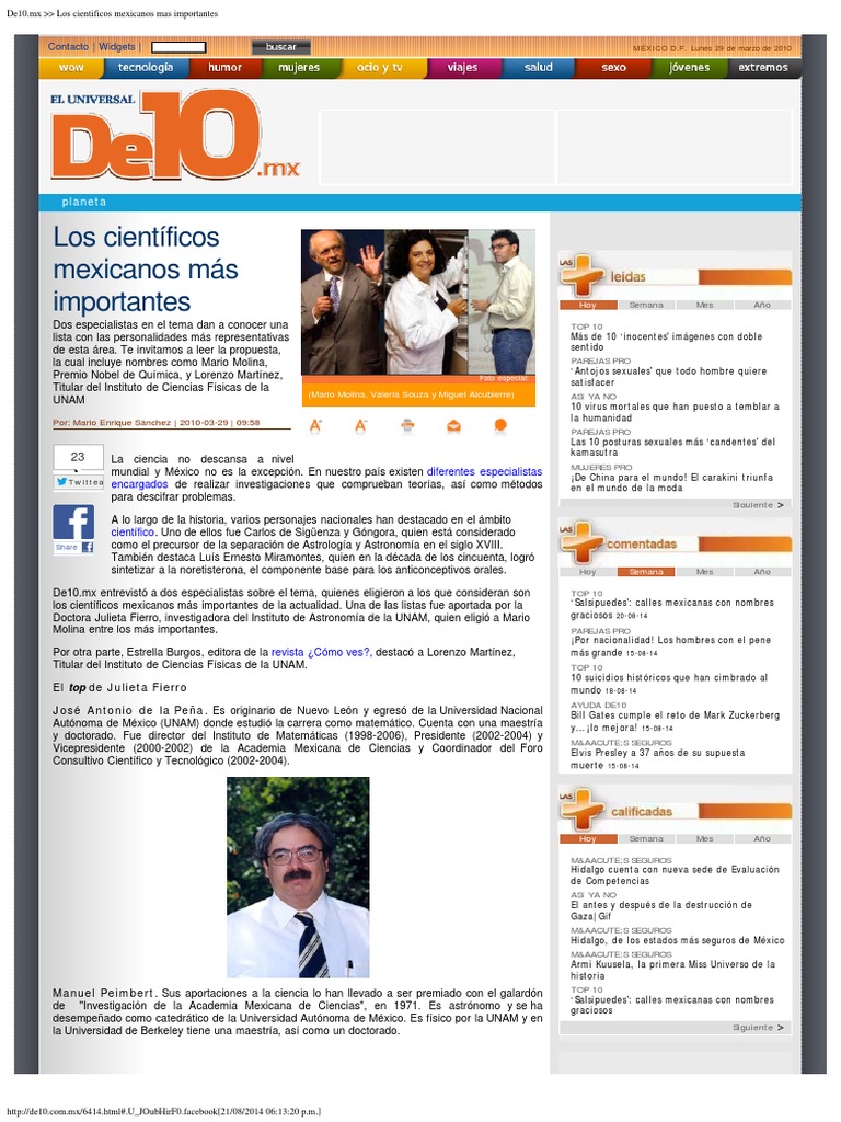 Los Cientificos Mexicanos Mas Importantes | PDF | Science