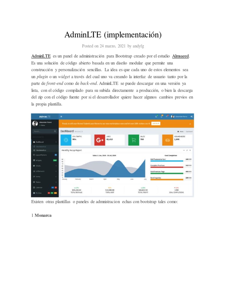 Implementación de AdminLTE en Laravel | PDF | Bootstrap (marco frontal) | Ciencias de la Computación