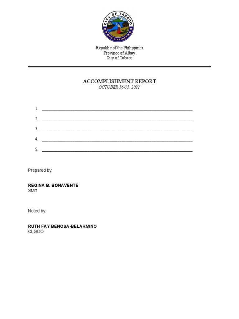 Accomplishment Report Blank | PDF