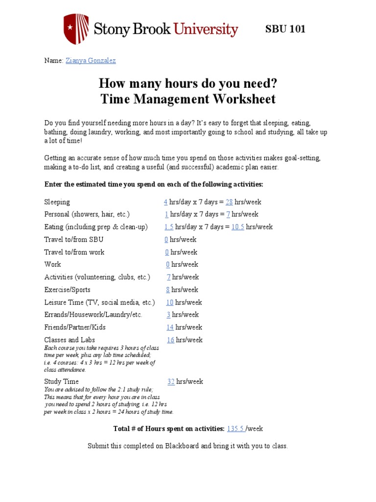 Time Management Worksheet | PDF