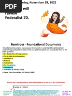 Summary of Federalist No. 70 | PDF