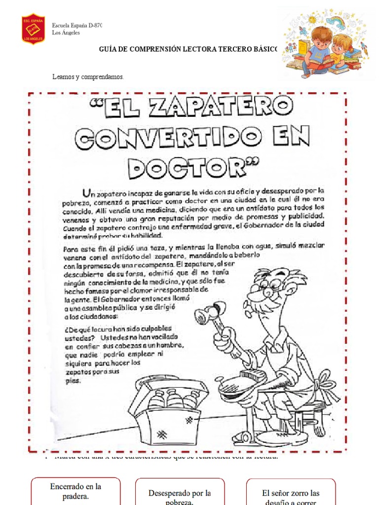 Guía de Comprensión Lectora Tercero Básico 15-11 | PDF
