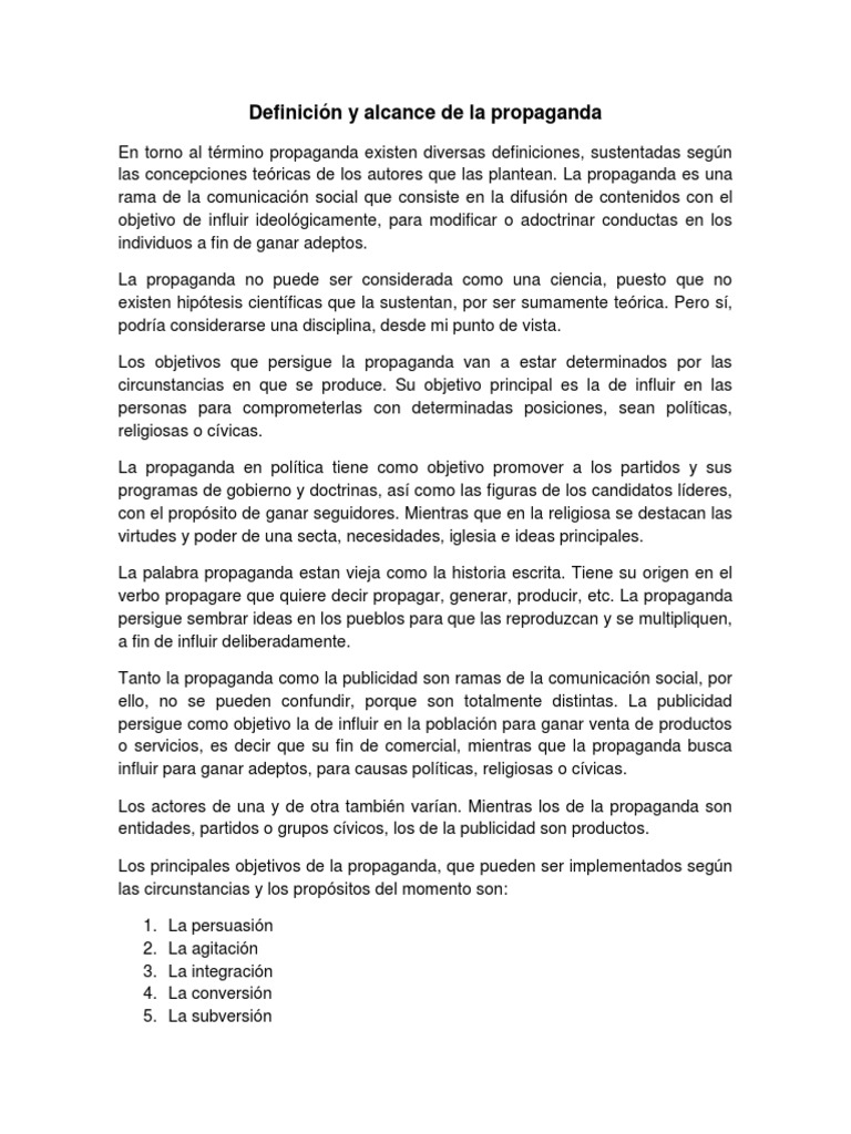 Definición y Alcance de La Propaganda | PDF | Propaganda | Persuasión