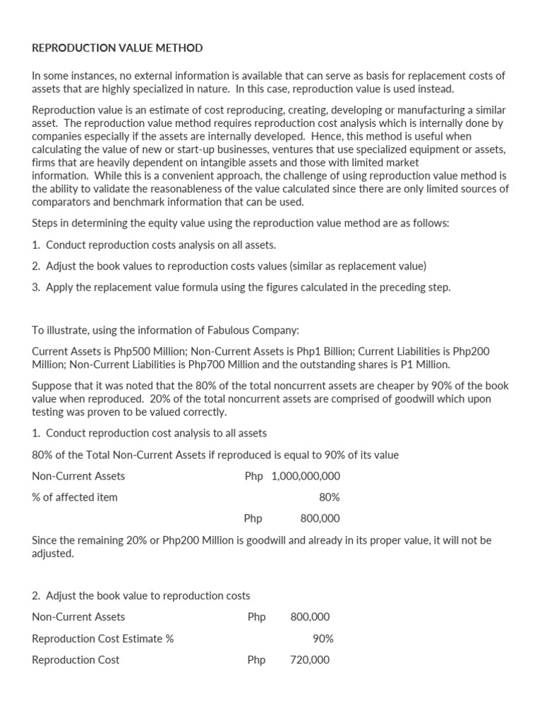 Reproduction Value Method - Lascano | PDF