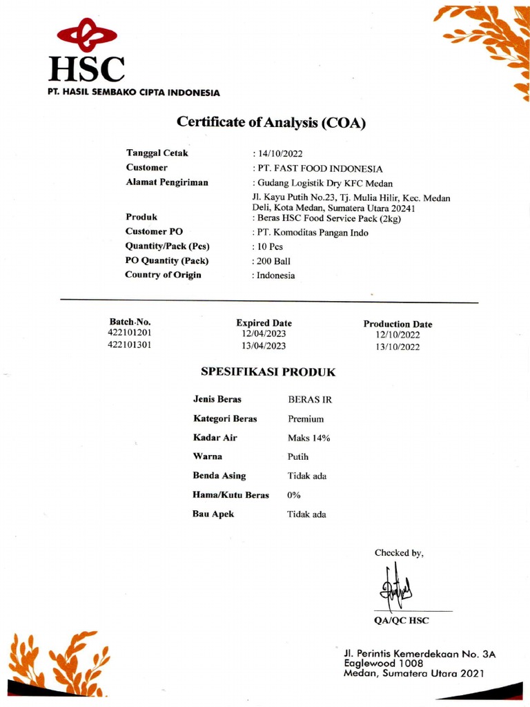 Certificate of Analysis (COA) | PDF