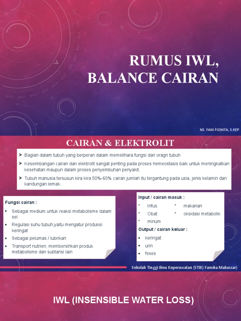 Rumus Iwl, Balance Cairan | PDF | Kesehatan Holistik