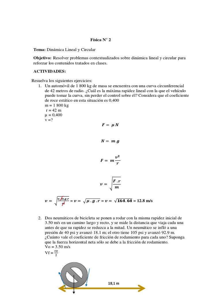 Tarea # 2 - Ejercicios de Dinámica | PDF | Fuerza | Fricción