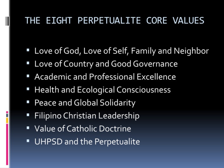 Eight Core Values of Perpetualites | PDF | Wellness