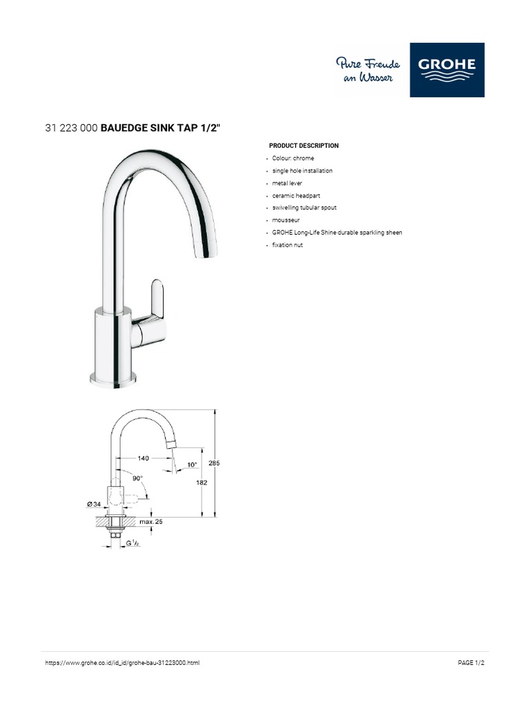 Grohe BauEdge Sink Tap Guide | PDF