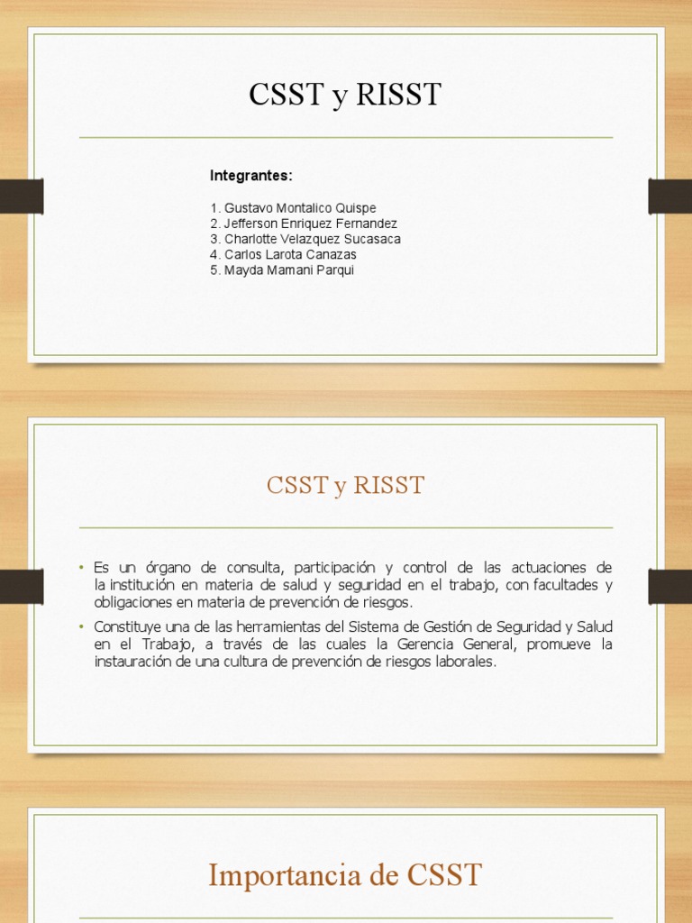 Gestión de Seguridad Laboral: CSST y RISST | PDF | Regulación