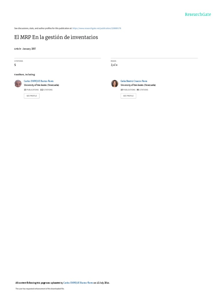 El MRP en La Gestion de Inventarios | PDF | Planificación de recursos ...