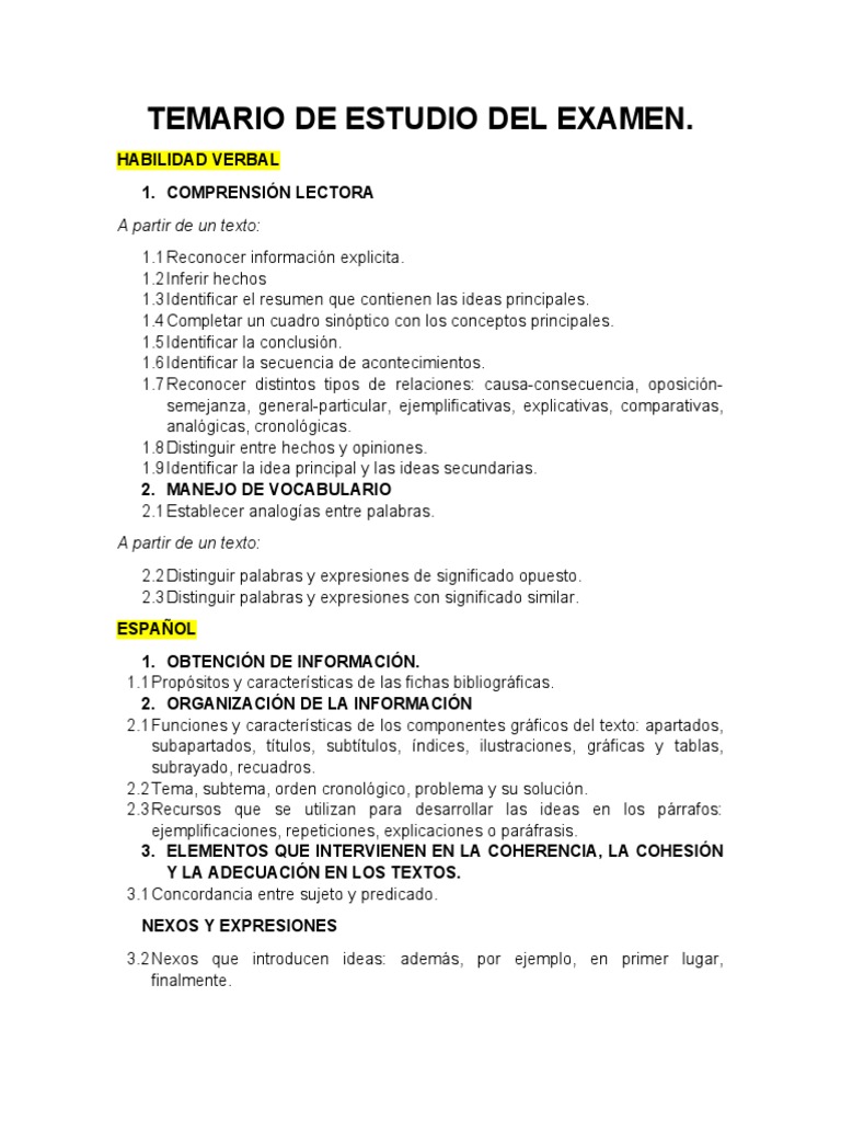 Temario COMIPEMS | PDF | Ciencia y matemática