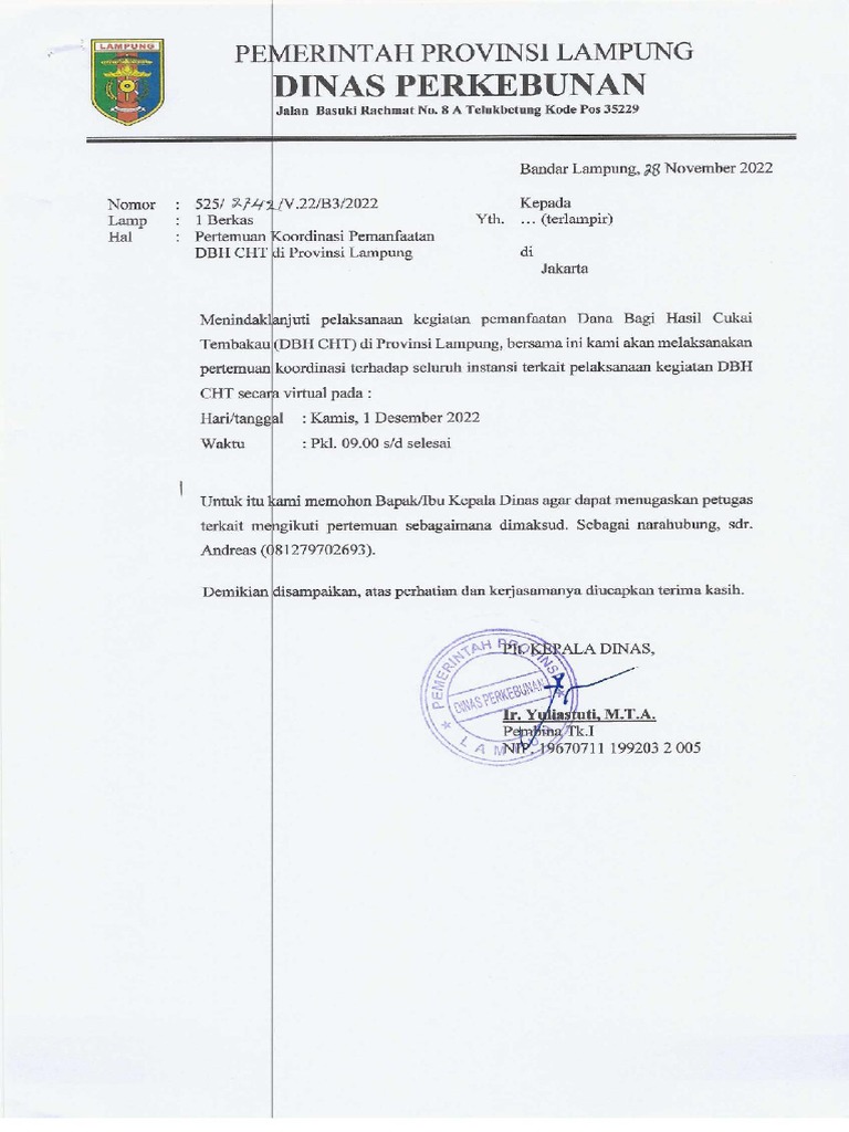 Undangan Rakor DBH CHT | PDF