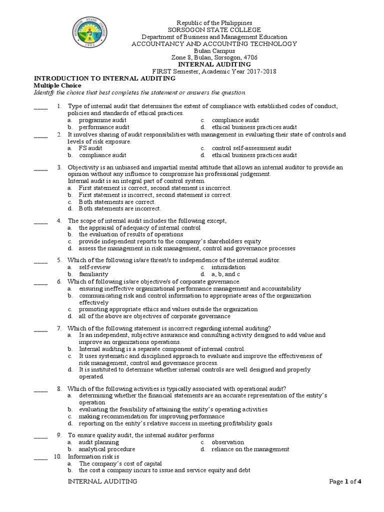 Q2-Intro To Internal Auditing | PDF | Audit | Internal Audit
