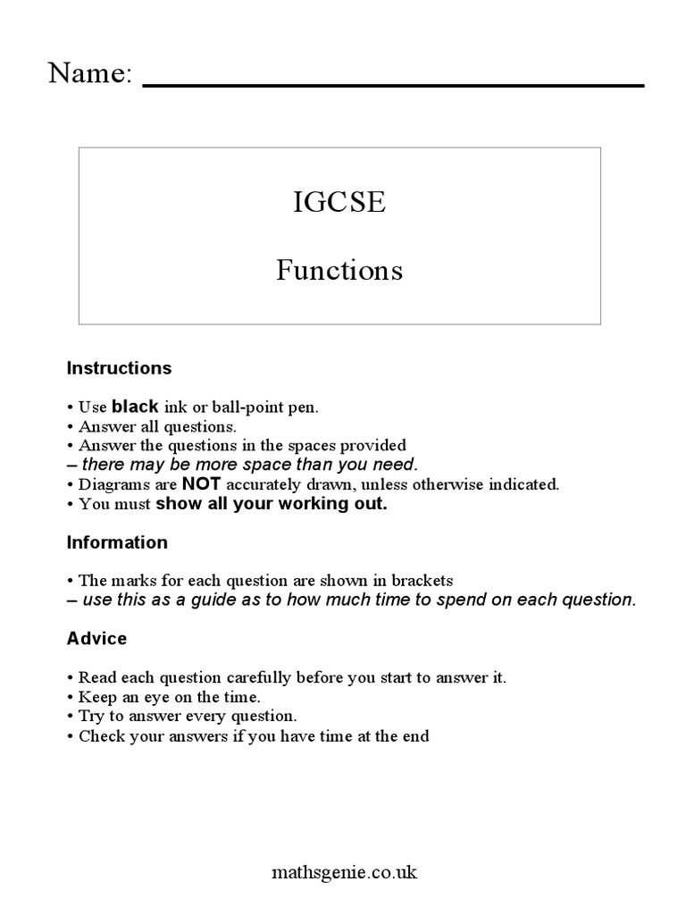 Function IGCSE | PDF
