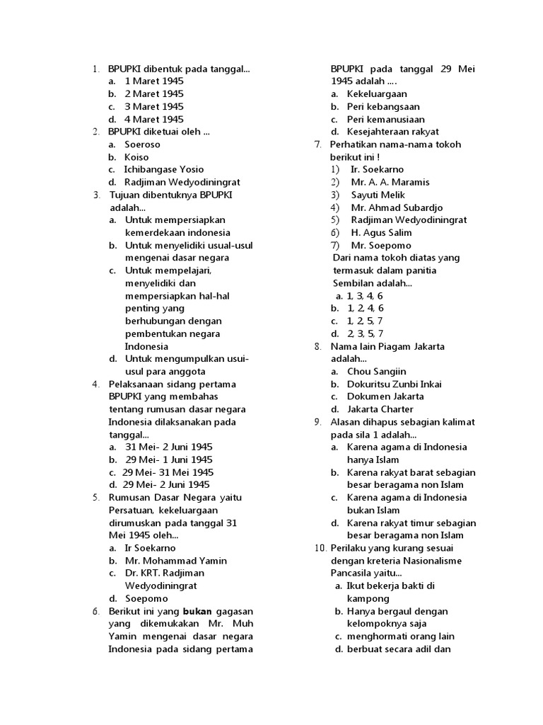 BPUPKI Soal | PDF