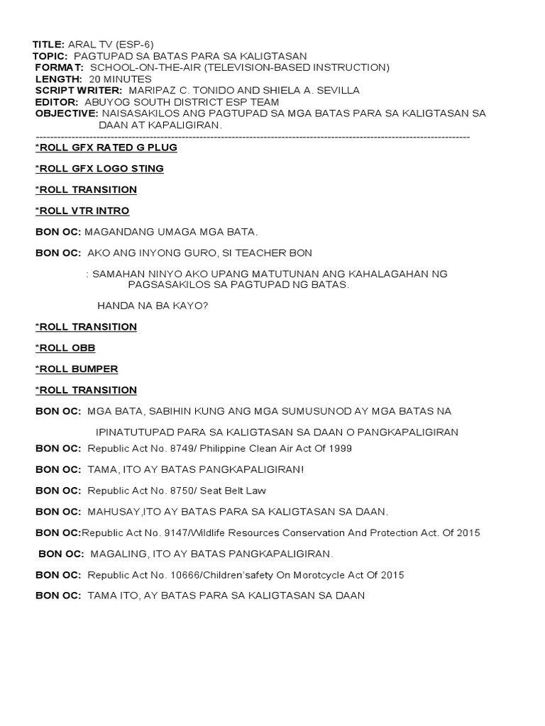 Episode 25 Pagtupad Sa Mga Batas para Sa Kaligtasan Sa Daan at ...