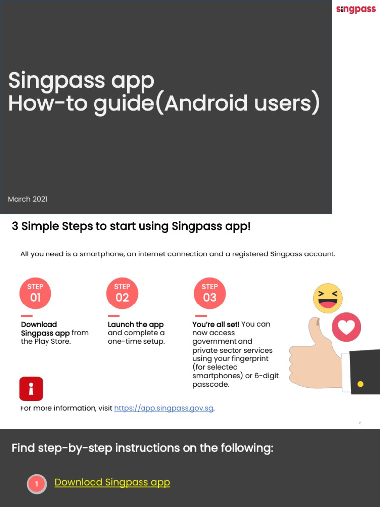 Singpass App Android Guide | PDF | Login | Mobile App