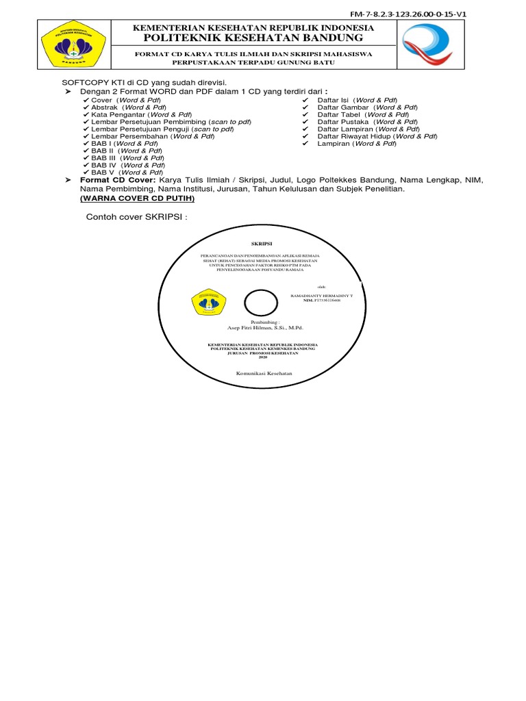 Format CD Kti Dan Skripsi Promkes Untuk Perpustakaan | PDF