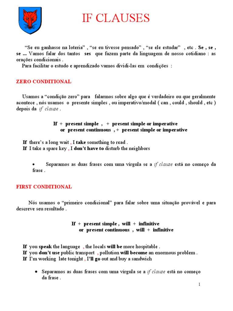 If Clauses | PDF | Idiomas | Artes Linguísticas e Disciplina