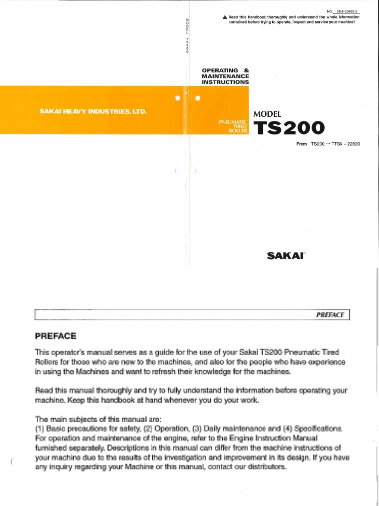 TS200 OPERATING & MAINTENANCE INSTRUCTIONS 3498-33460-5 - Unlocked | PDF