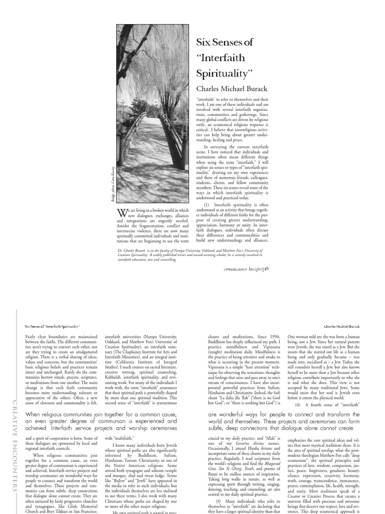 Six Senses of "Interfaith Spirituality": Charles Michael Burack | PDF ...