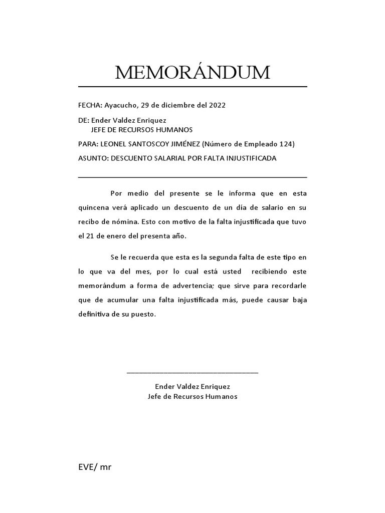 Ejemplo de Memorándum para Empresa | PDF