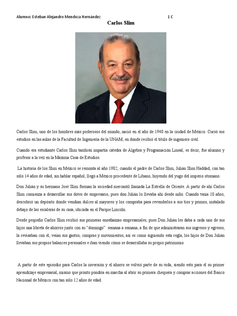 Biografía de Carlos Slim Helú | PDF