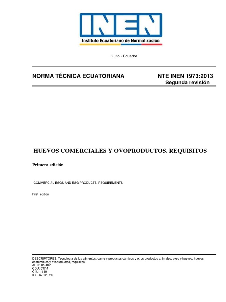 Nte - Inen - 1973-2 Huevos | PDF | Huevo como alimento | Carne