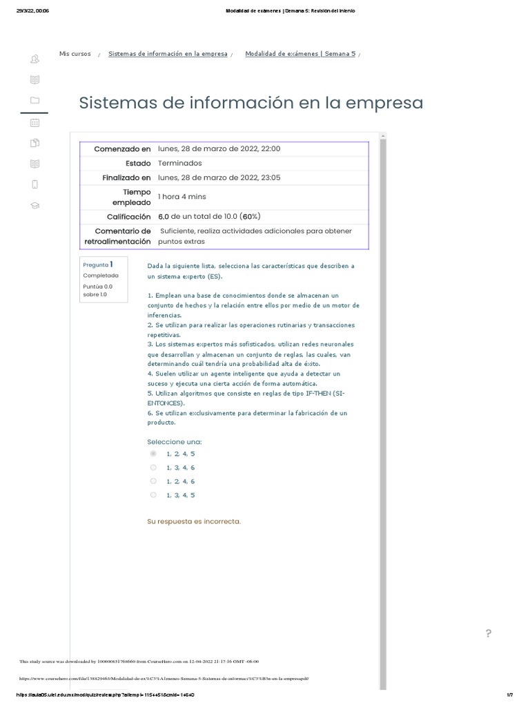 Modalidad de Ex Menes Semana 5 Sistemas de Informaci N en La Empresa PDF | PDF | Planificación ...