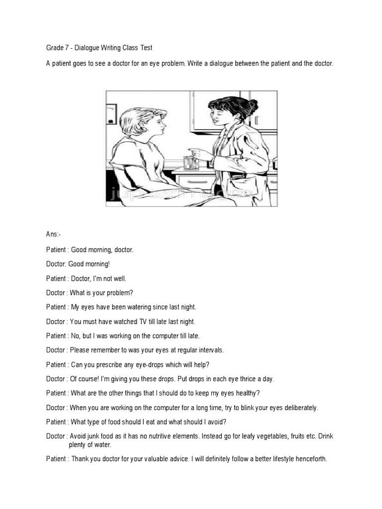 Dialogue Writing Class Test | PDF