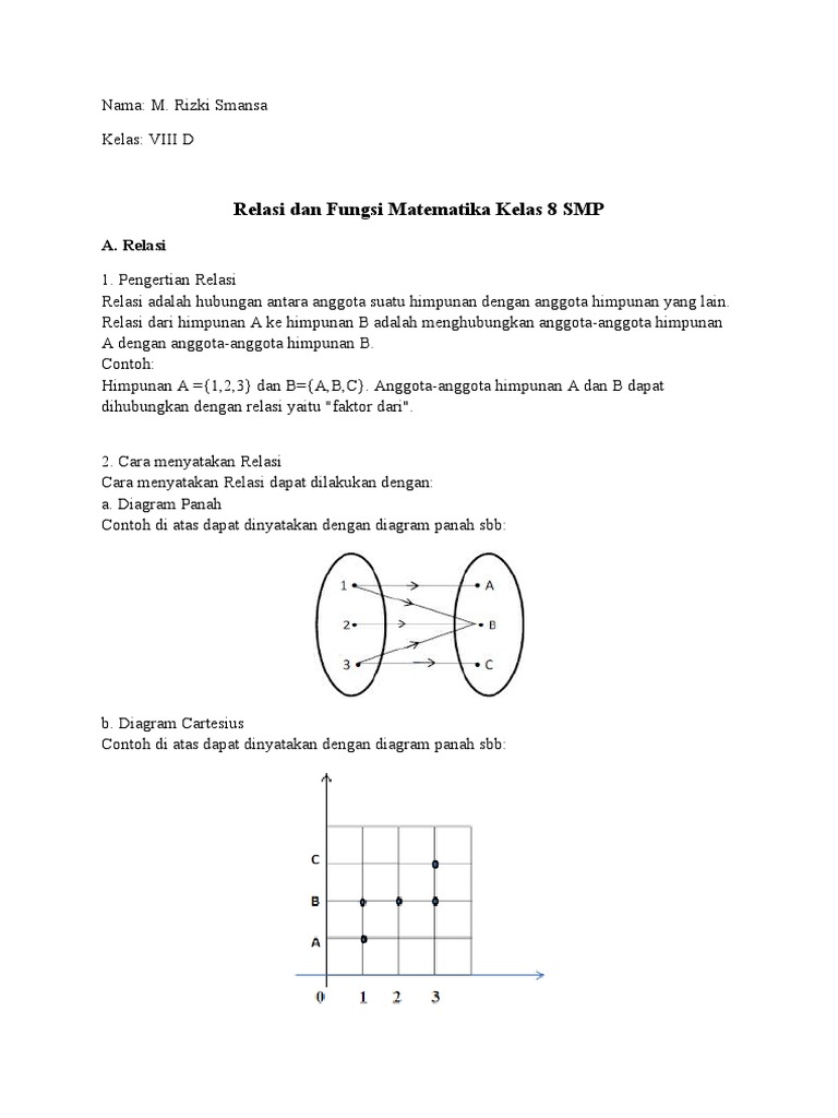Relasi dan Fungsi Matematika Kelas 8 | PDF