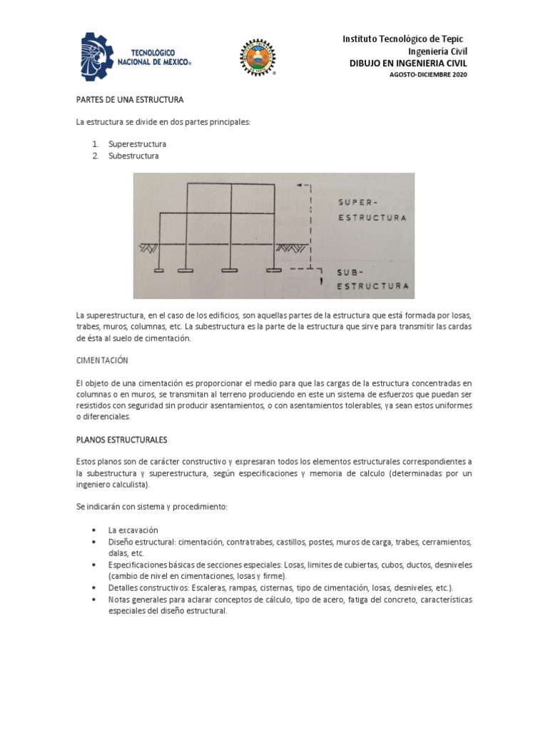 Partes y Planos en Estructuras Civiles | PDF | Fundación (Ingeniería ...
