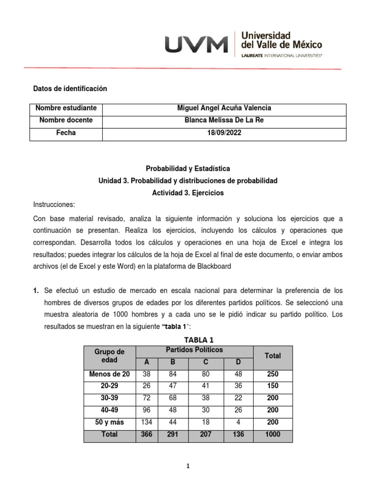 U3 Act 3 | PDF | Probabilidad