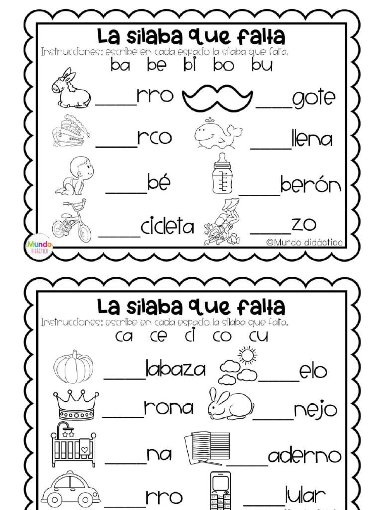 Cuadernillo Completa La Silaba Que Falta | PDF
