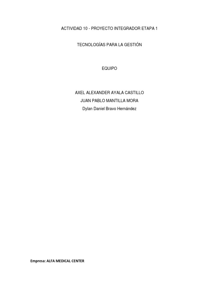 Proyecto Integrador Etapa 1 Tecno | PDF