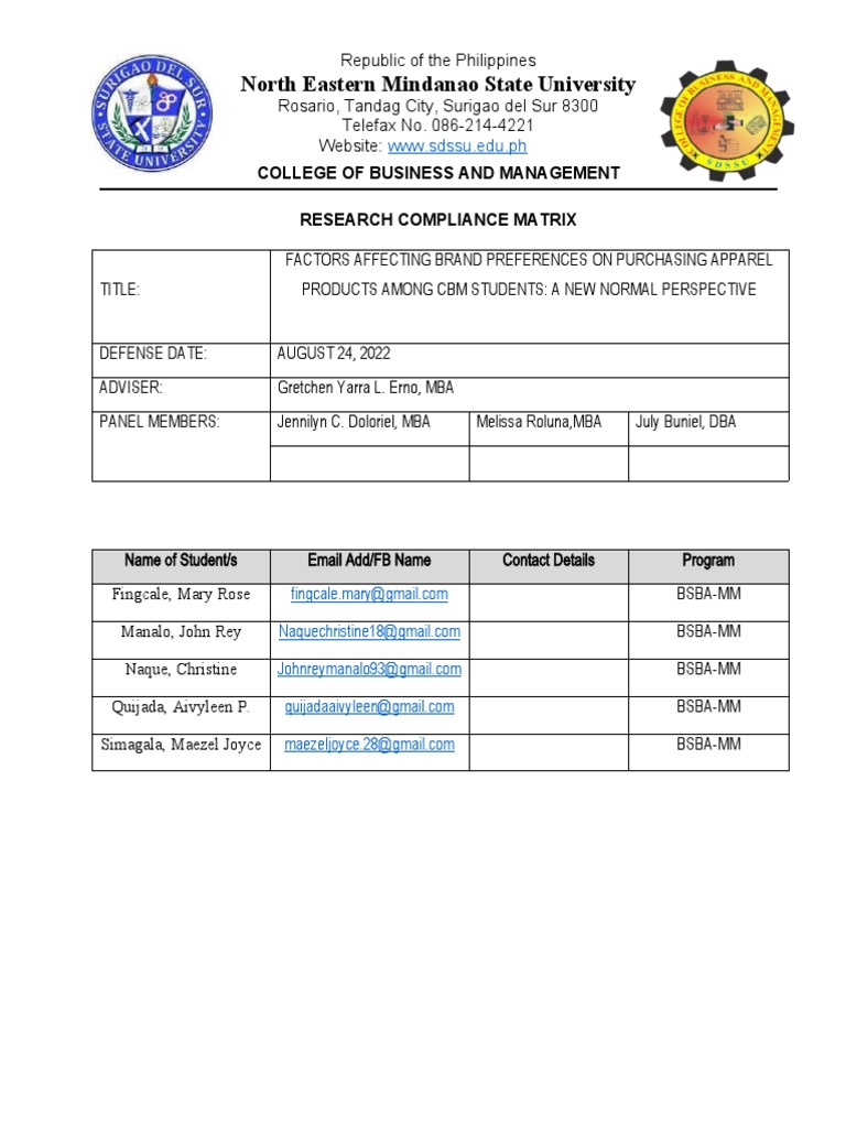 Research Compliance Matrix | PDF
