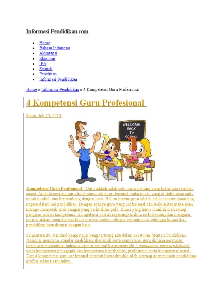 Empat Kompetensi Guru | PDF | Karier & Perkembangan